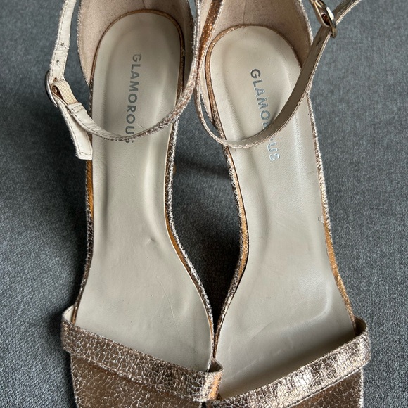 Glamorous | Shoes | Glamorous Gold Heels With Elegant Ankle Strap ...